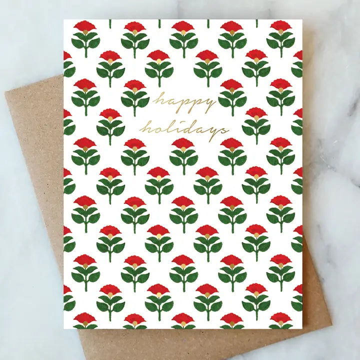 Block Print Floral Holiday Card – Bunky Boutique